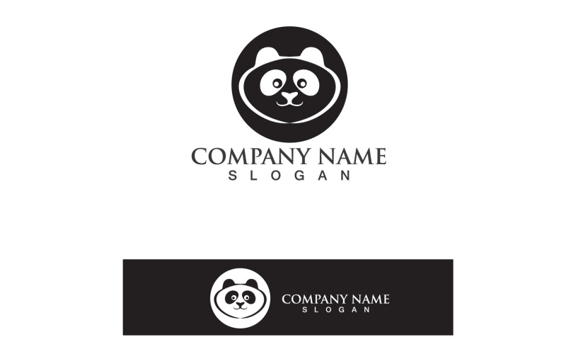 Panda Logo Black And White Head Vector V12 - TemplateMonster