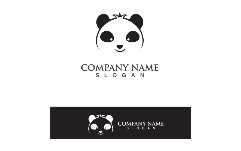 Panda Logo Black And White Head Vector V14 - TemplateMonster