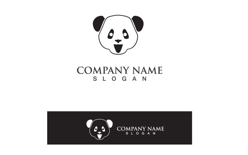 Panda Logo Black And White Head Vector V5 - TemplateMonster