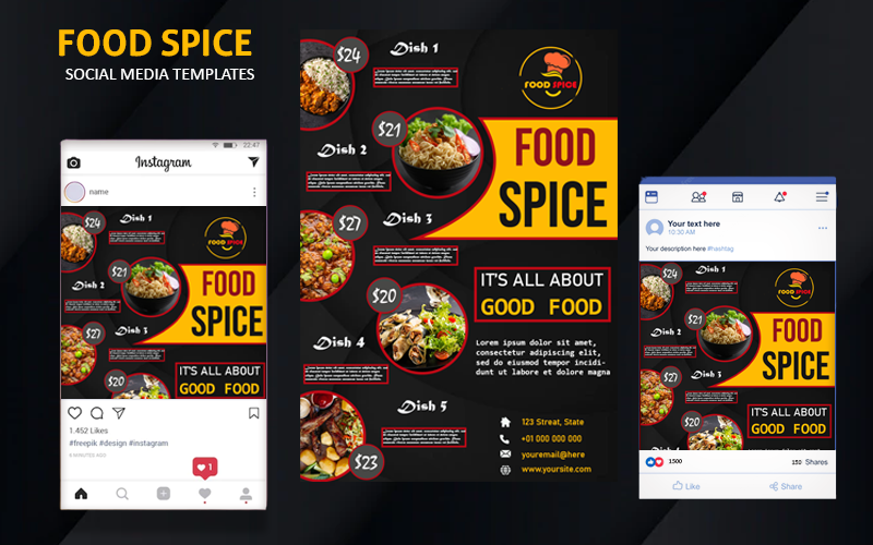 Food Restaurant Social Media Template - TemplateMonster