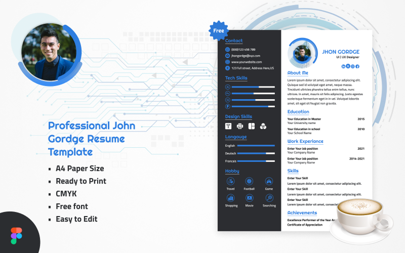 4+ Free Figma Resume Templates & CVs Editable in Figma