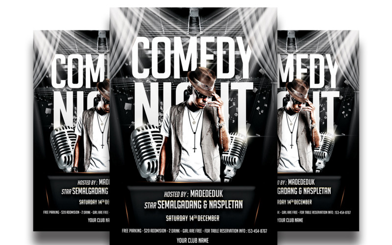 Modèle de flyer de spectacle comique n ° 4 - TemplateMonster