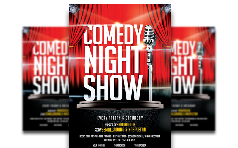 Modèle de Flyer de spectacle d'humour #5