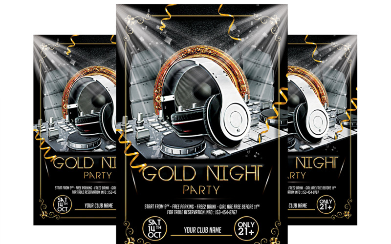 Gold Party - Flyer Template #288811 - TemplateMonster