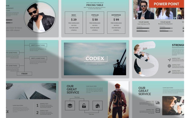 Modèle PowerPoint polyvalent du Codex - TemplateMonster