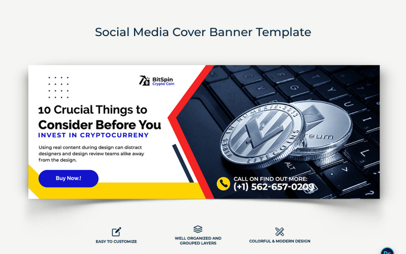 Crypto Currency Facebook Cover Banner Template-12
