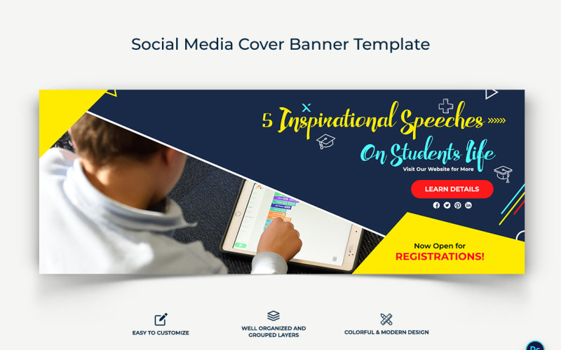 Education Facebook Cover Banner Design Template-12