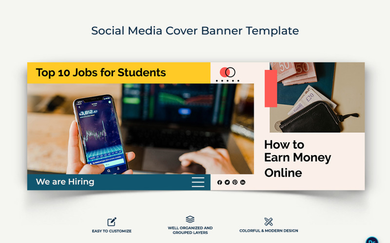 Online Money Earnings Facebook Cover Banner Design Template-01