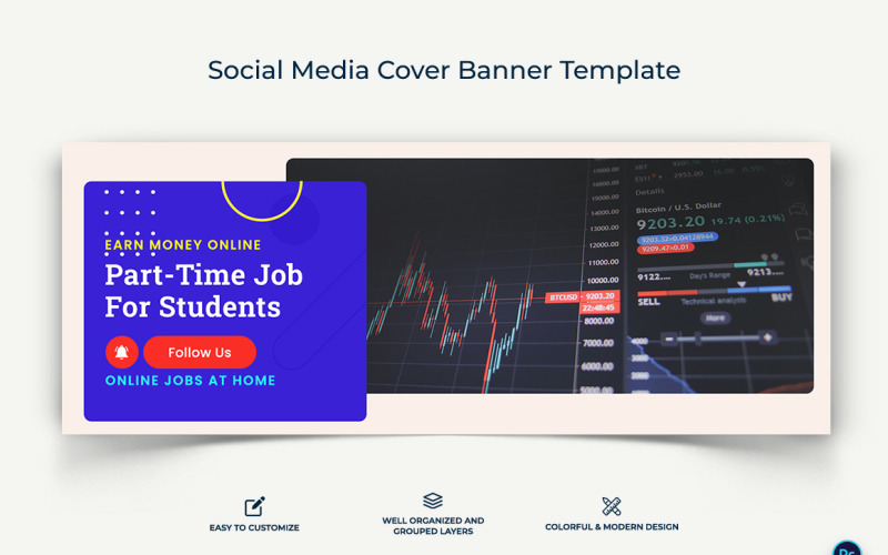 Online Money Earnings Facebook Cover Banner Design Template-14