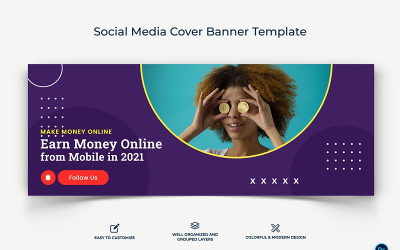 Online Money Earnings Facebook Cover Banner Design Template-15