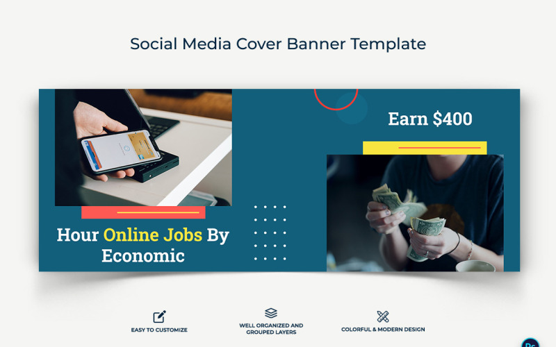 Online Money Earnings Facebook Cover Banner Design Template-17