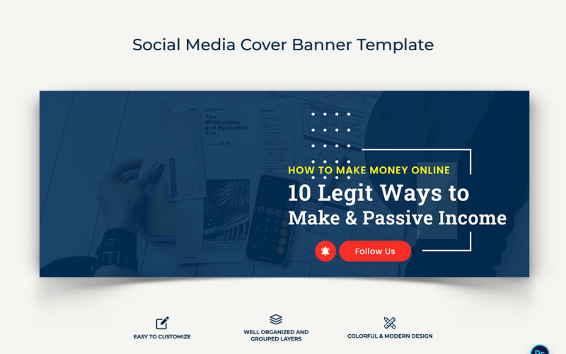 Online Money Earnings Facebook Cover Banner Design Template-18