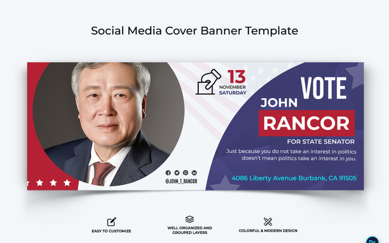 Political Campaign Facebook Cover Banner Design Template-16