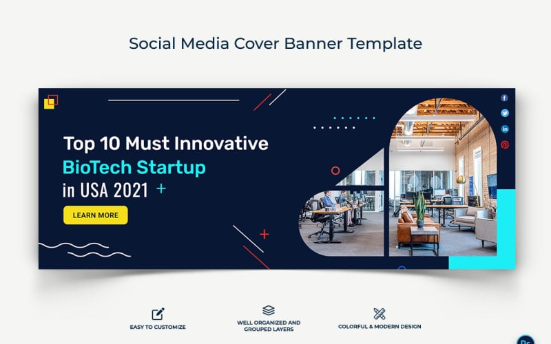 Startup Business Facebook Cover Banner Design Template-13