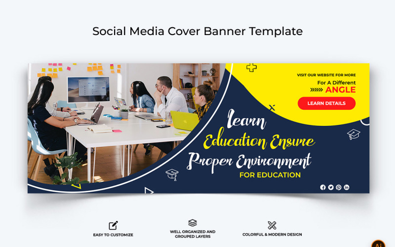 Education Facebook Cover Banner Design-11 - TemplateMonster