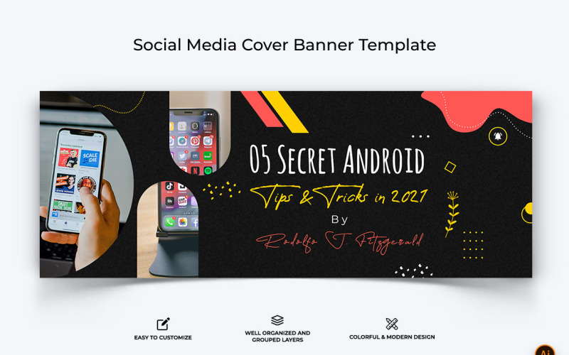Mobile Tips Facebook Cover Banner Design-04 - TemplateMonster