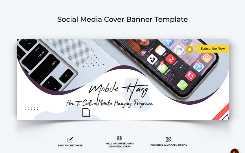 Mobile Tips Facebook Cover Banner Design-18 - TemplateMonster