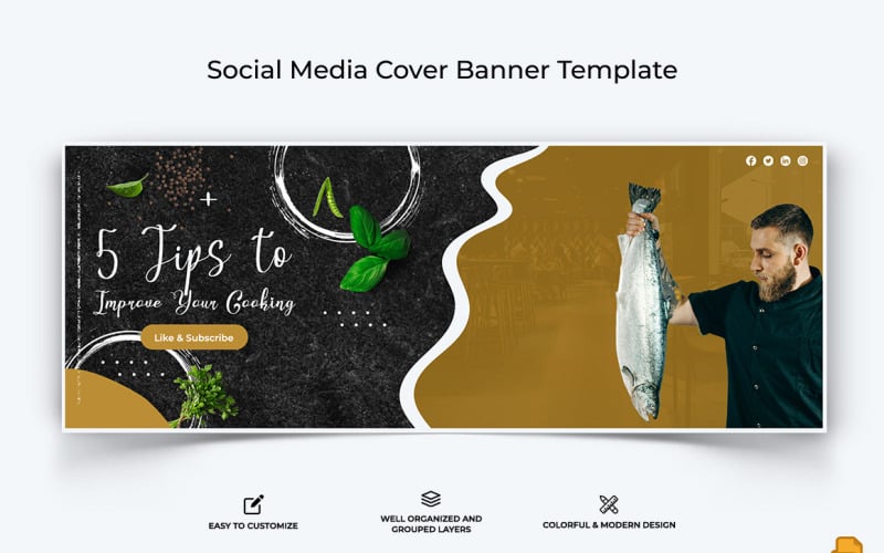 Chef Cooking Facebook Cover Banner Design-001