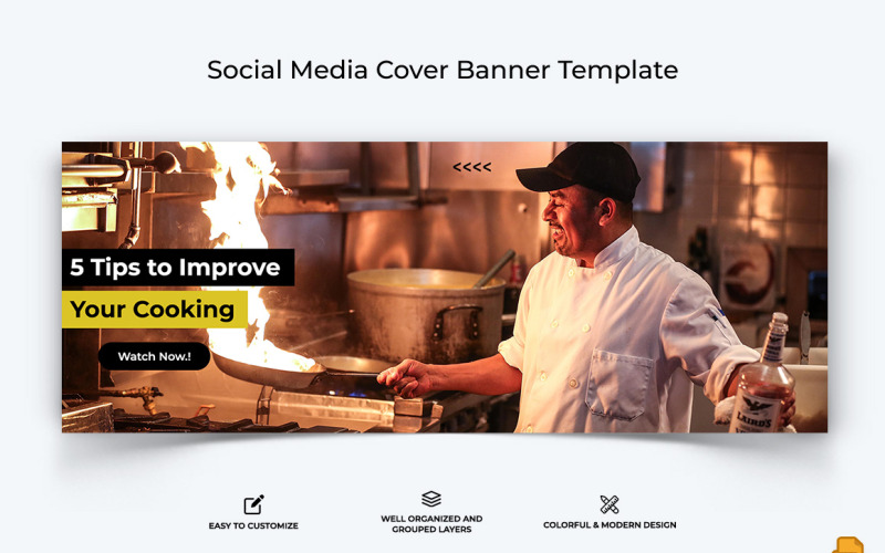 Chef Cooking Facebook Cover Banner Design-003