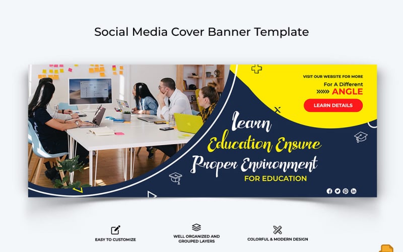 Education Facebook Cover Banner Design-011 - TemplateMonster