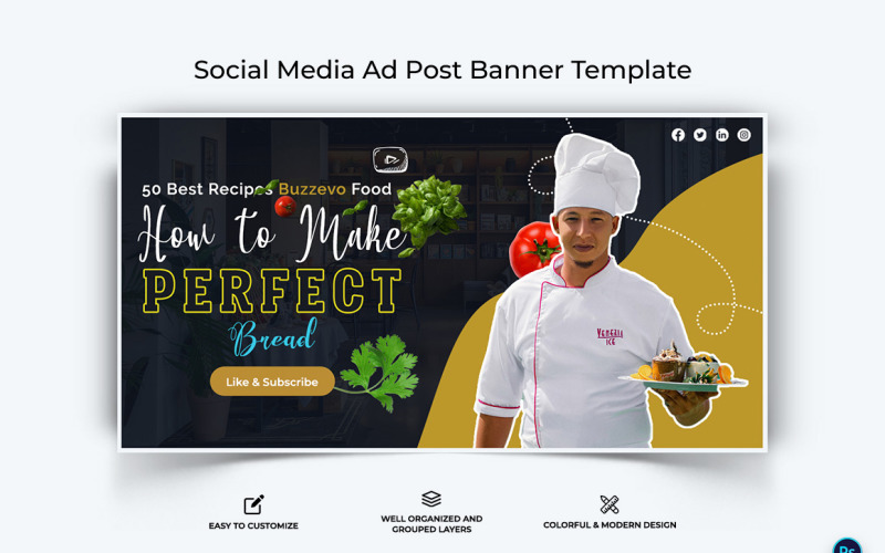 Chef Facebook Ad Banner Design Template-04 - TemplateMonster