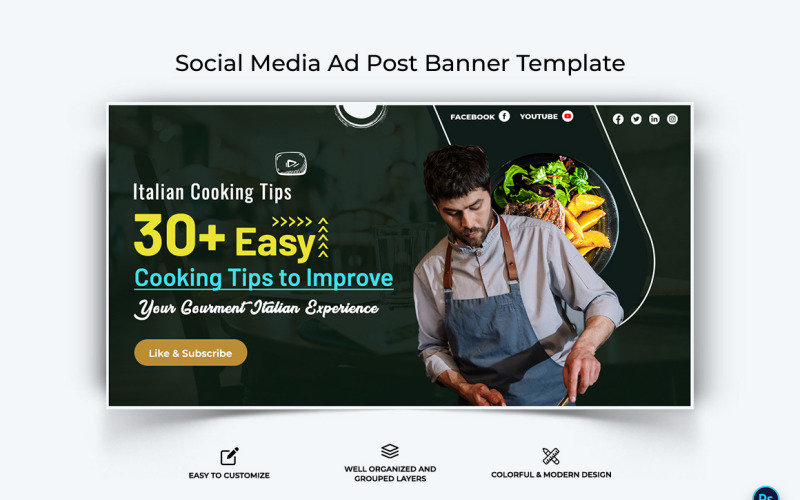 Chef Facebook Ad Banner Design Template-08 - TemplateMonster