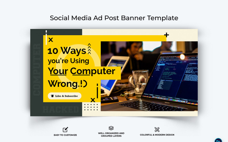 Computer Tricks and Hacking Facebook Ad Banner Design Template-13