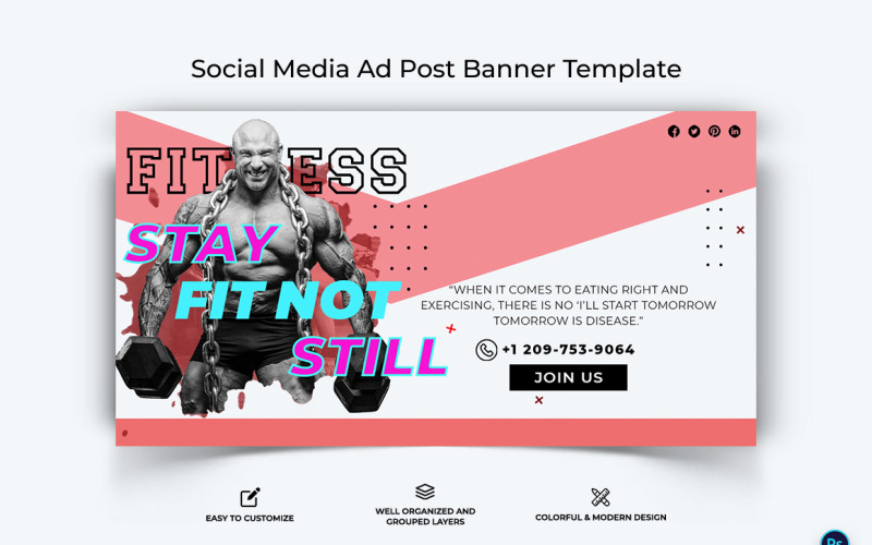 Fitness Facebook Ad Banner Design Template-17