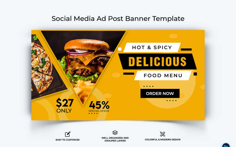 Food and Restaurant Facebook Ad Banner Design Template-38