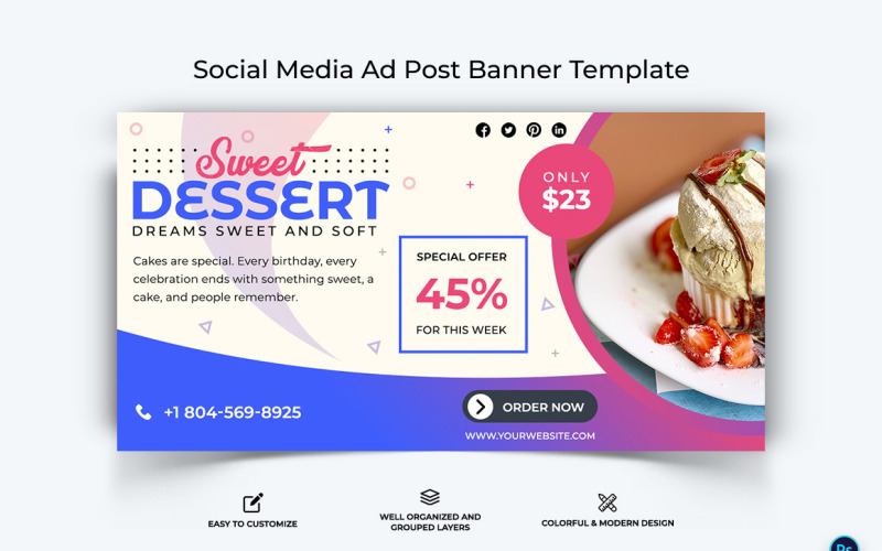 Food and Restaurant Facebook Ad Banner Design Template-45