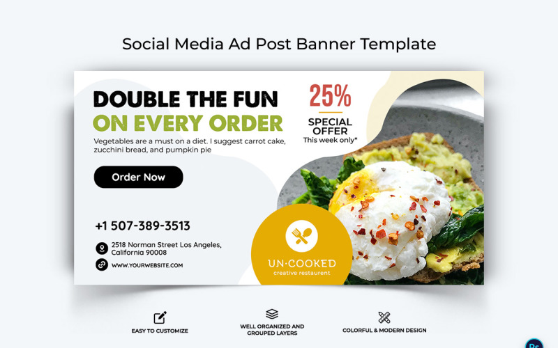 Food and Restaurant Facebook Ad Banner Design Template-55