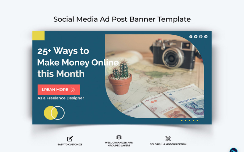 Online Money Earnings Facebook Ad Banner Design Template-04