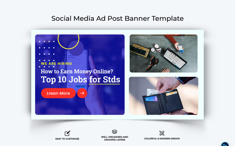 Online Money Earnings Facebook Ad Banner Design Template-13