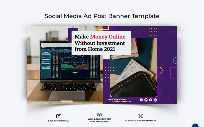 Online Money Earnings Facebook Ad Banner Design Template-19