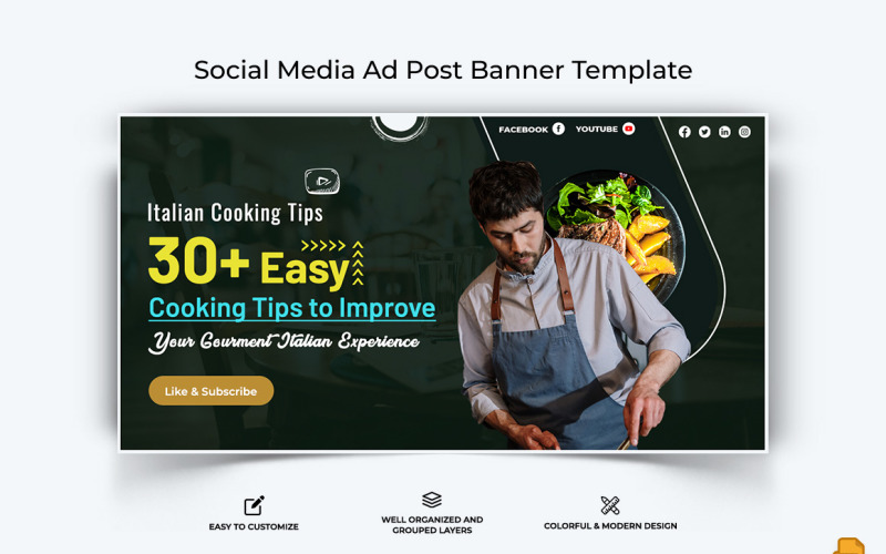 Chef Cooking Facebook Ad Banner Design-008 - TemplateMonster