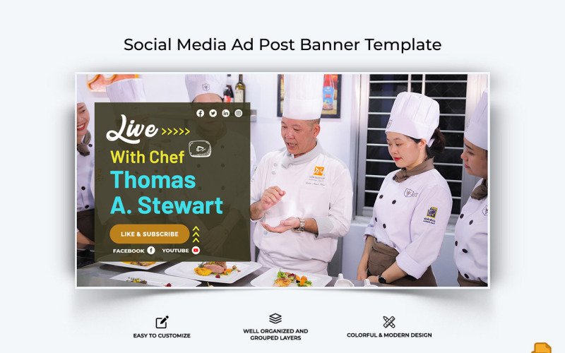 Chef Cooking Facebook Ad Banner Design-009 - TemplateMonster