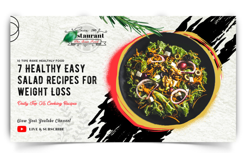 Food and Restaurant YouTube Thumbnail Design Template-05