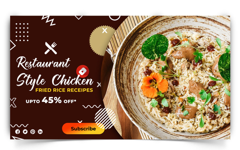 Food and Restaurant YouTube Thumbnail Design Template-10