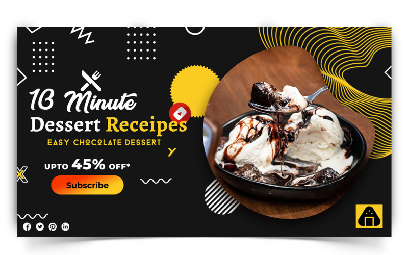 Food and Restaurant YouTube Thumbnail Design Template-11