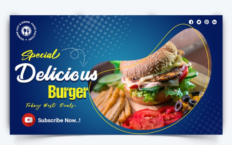 Food and Restaurant YouTube Thumbnail Design Template-17