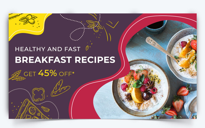 Food and Restaurant YouTube Thumbnail Design Template-22
