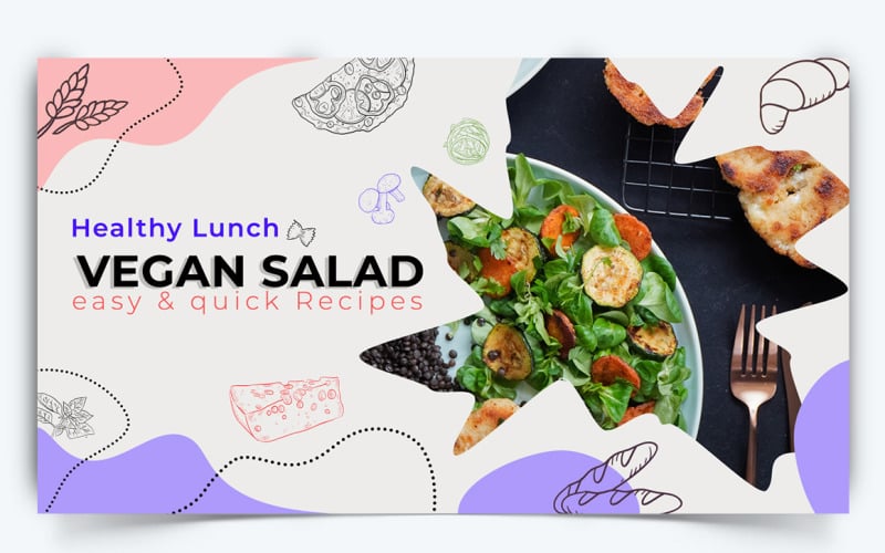 Food and Restaurant YouTube Thumbnail Design Template-23