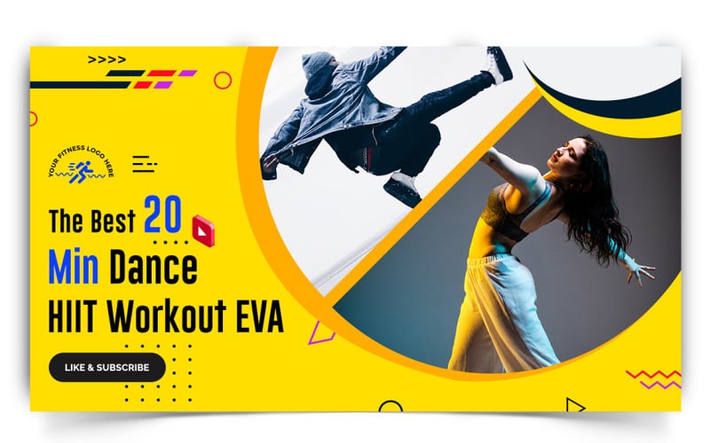 Gym and Fitness YouTube Thumbnail Design Template-14