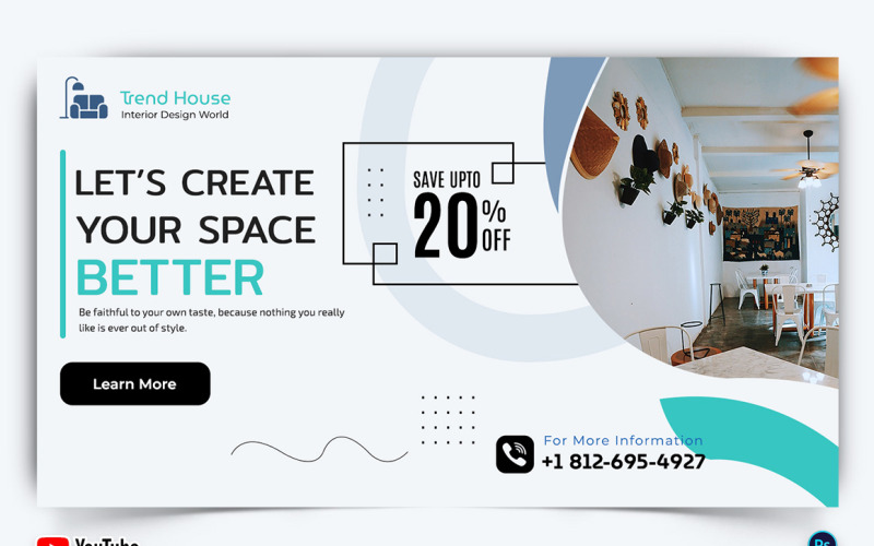 Interior Minimal YouTube Thumbnail Design Template-13