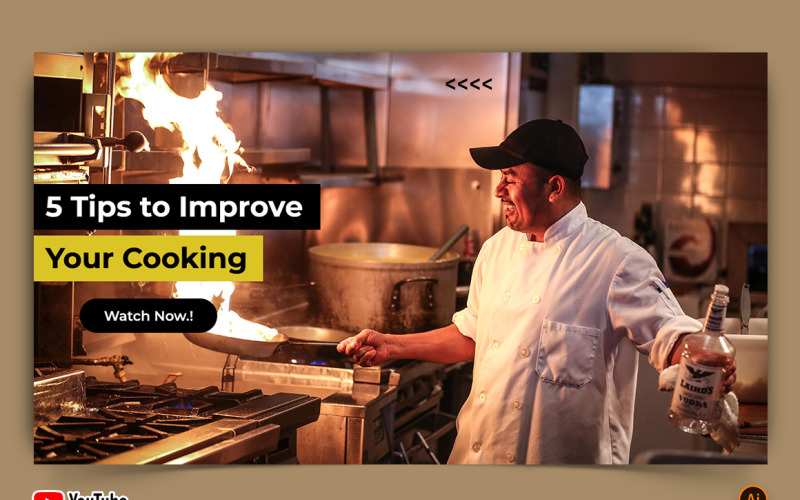 Chef Cooking YouTube Thumbnail Design -03 - TemplateMonster