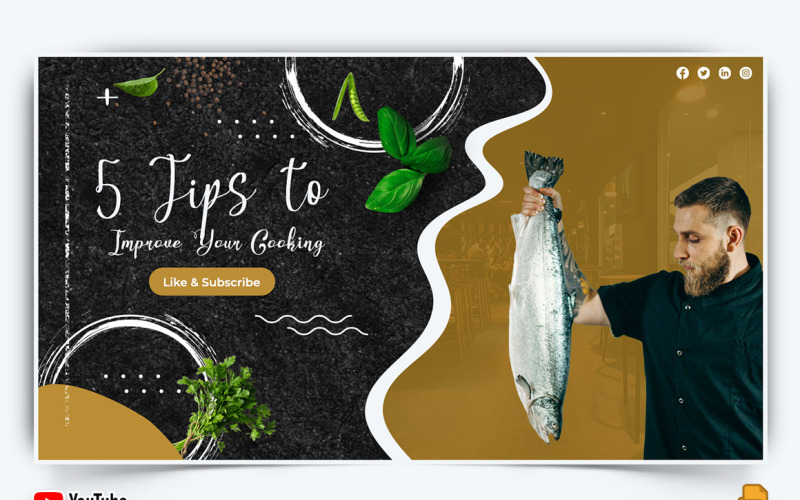 Chef Cooking YouTube Thumbnail Design -001 - TemplateMonster