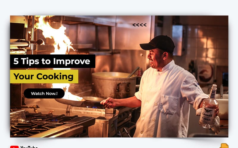 Chef Cooking YouTube Thumbnail Design -003 - TemplateMonster