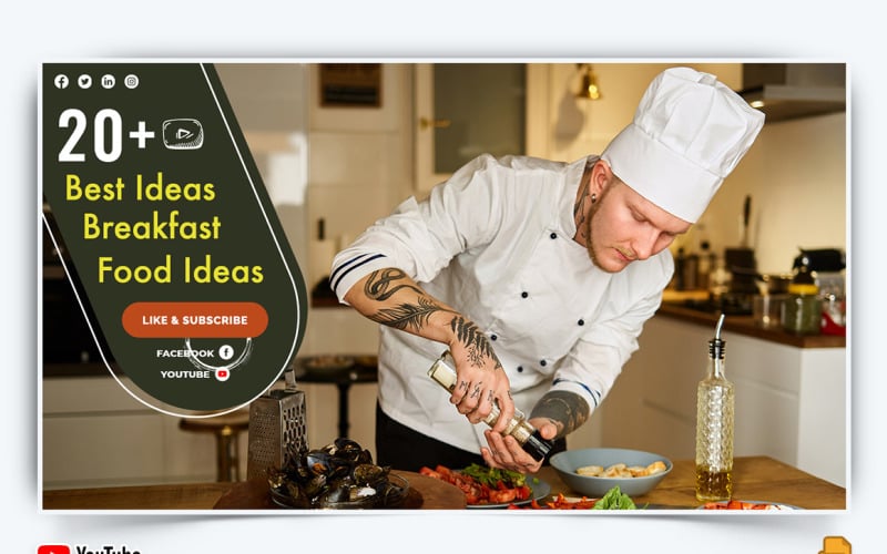 Chef Cooking YouTube Thumbnail Design -007 - TemplateMonster