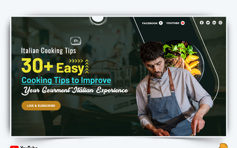 Chef Cooking YouTube Thumbnail Design -008 - TemplateMonster