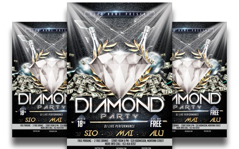 Diamond Party Flyer Tempalte #293242 - TemplateMonster